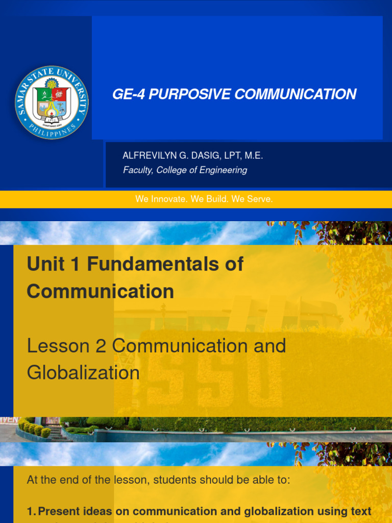 GE 4 Unit 1 Lesson 2 | PDF | Communication | Globalization
