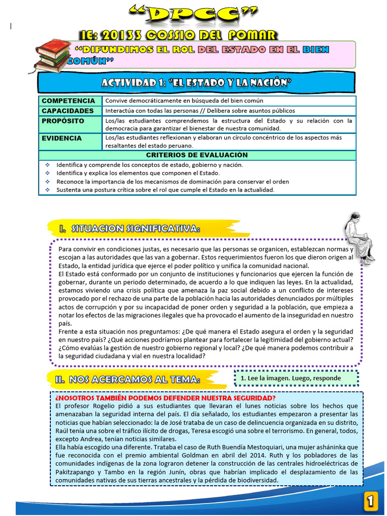 2° DPCC - Actv.01-Unid.5 2023 | PDF | Estado (política) | Ciencias Políticas