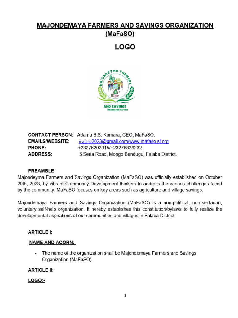 MaFaSO: Empowering Farmers & Savings | PDF | Regulatory Compliance | Audit