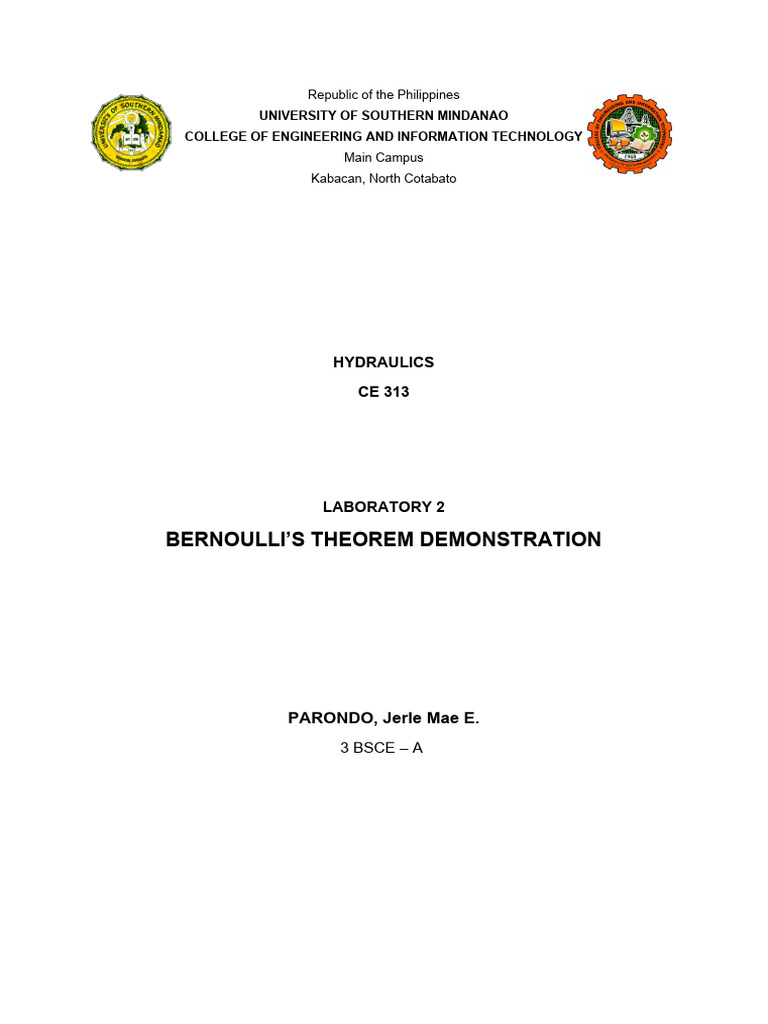 Bernoulli Lab Report-Correct | PDF | Fluid Dynamics | Dynamics (Mechanics) Bernoulli Lab Report-Correct | PDF | Fluid Dynamics | Dynamics (Mechanics)