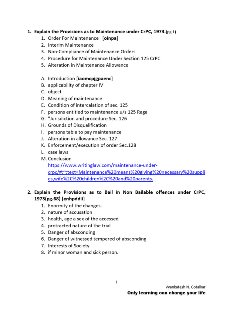 Points of CRPC | PDF | Bail | Magistrate