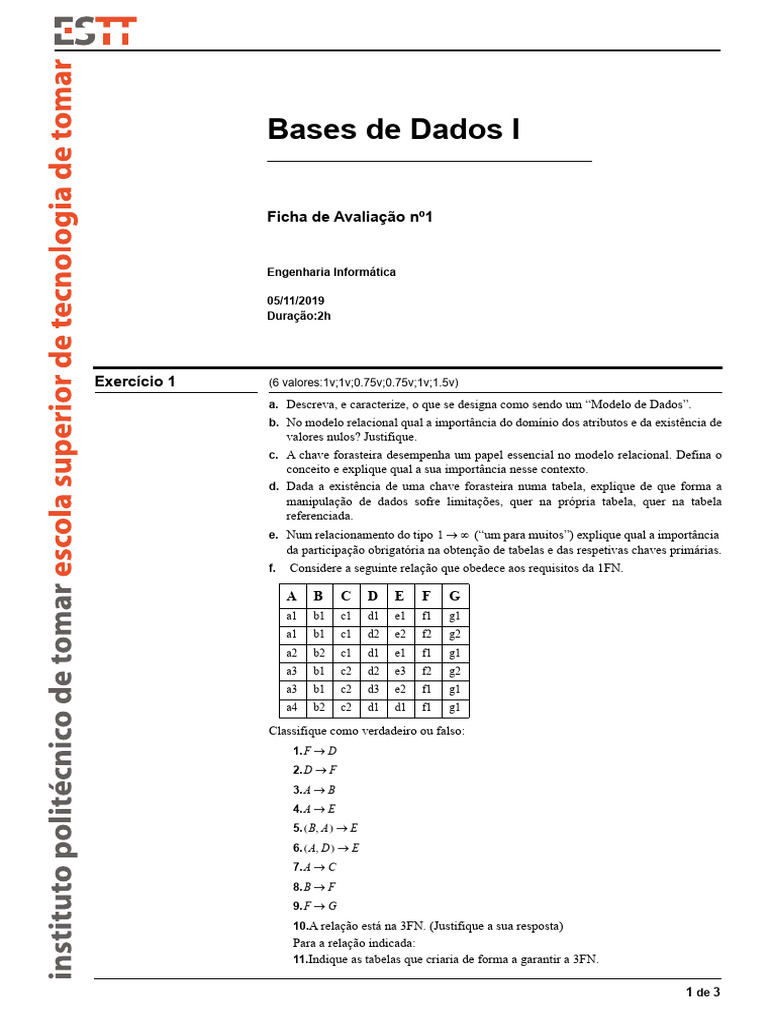 Frequencia de Base Dados | PDF | Tabela (banco de dados) | Bancos de dados