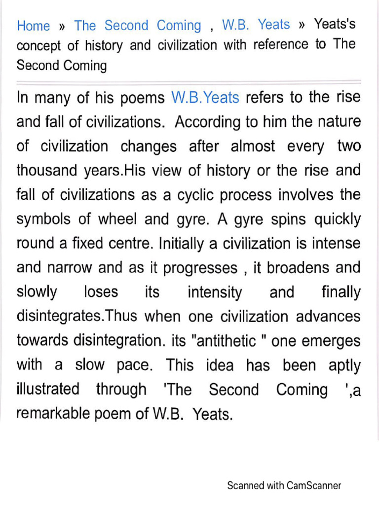 Yeats Vision of History & Civilisation | PDF
