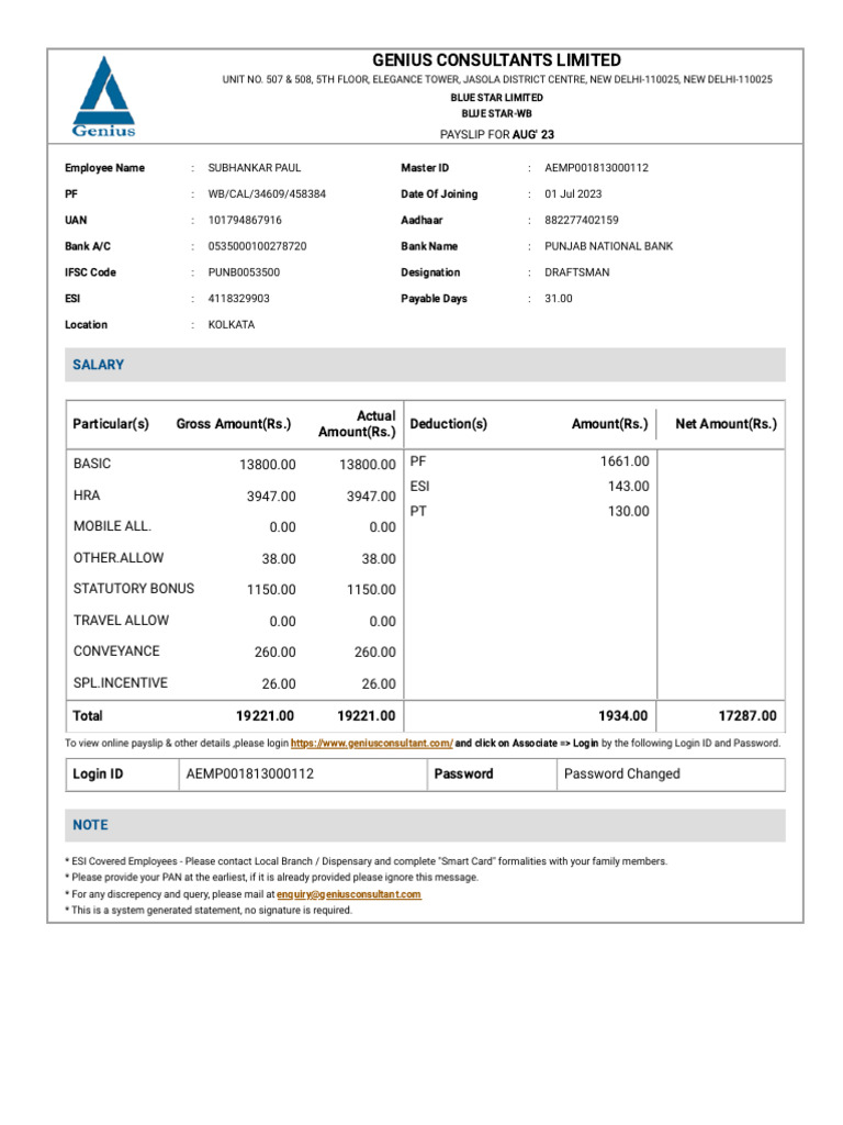 Employee Pay-Slip | PDF | Access Control | Applications Of Cryptography