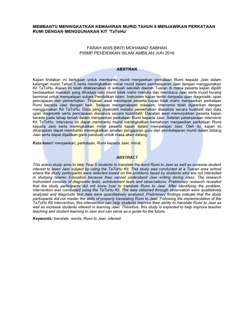 Contoh Artikel Penyelidikan Farah | PDF