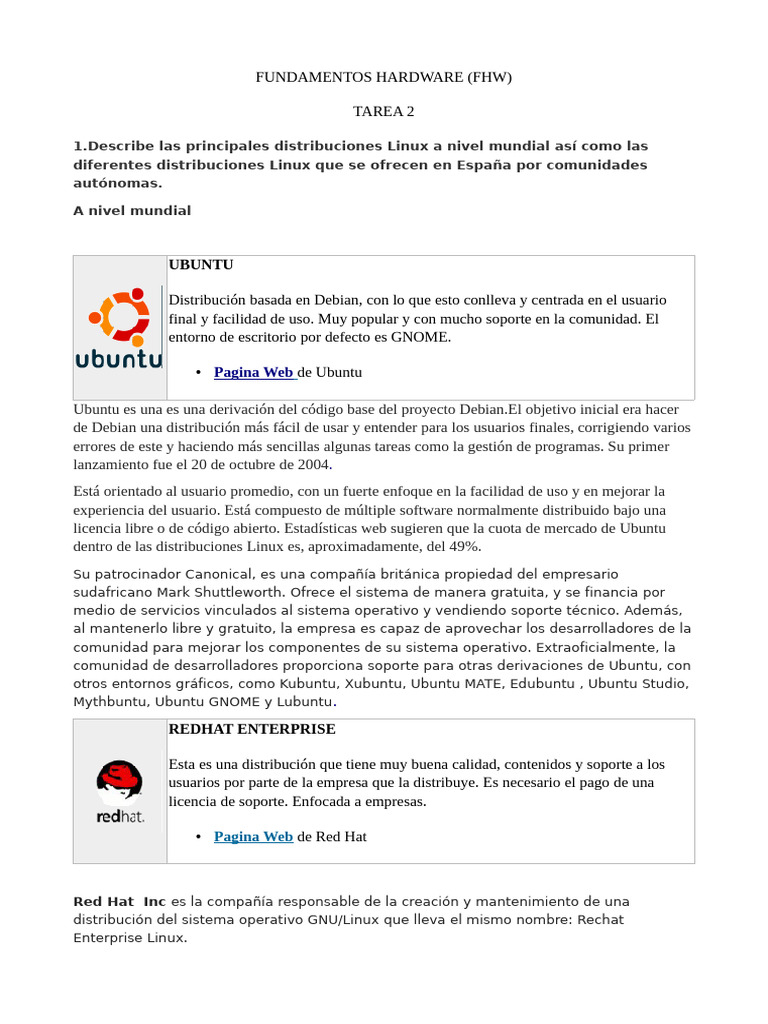Guía de Distribuciones Linux | PDF | Distribución de Linux | sombrero rojo