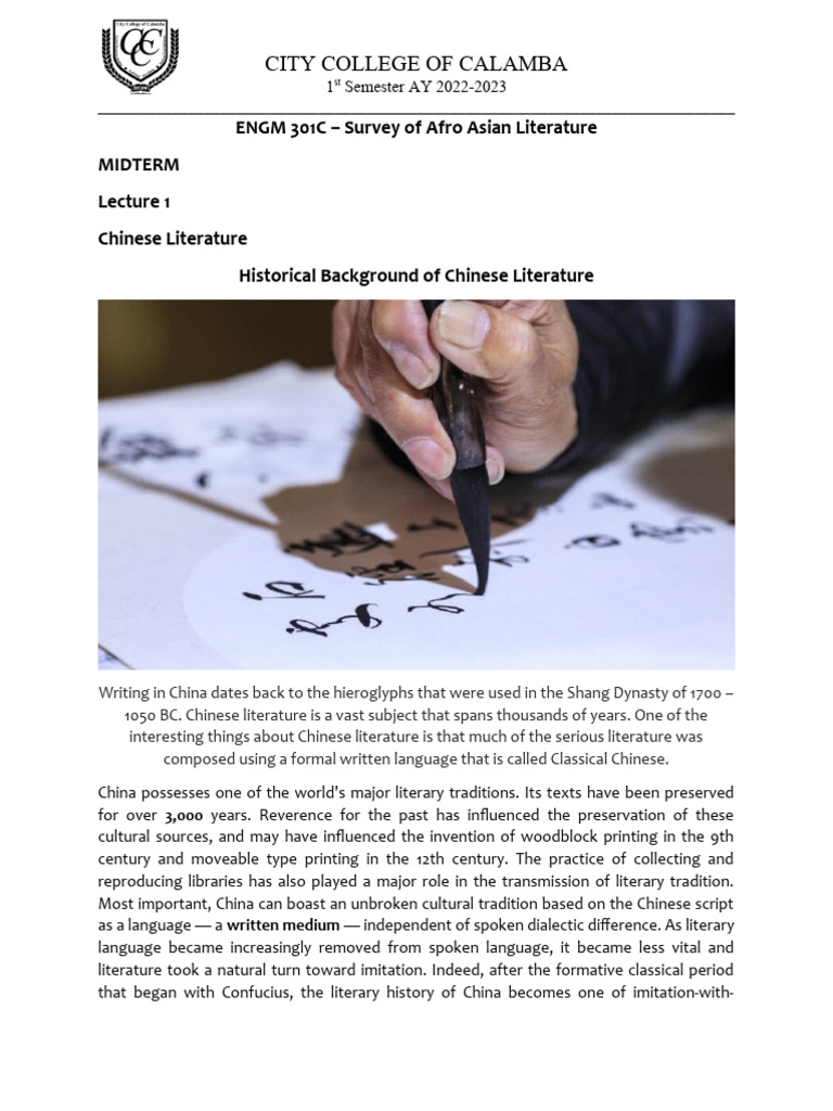 Midterm Lecture 1 | PDF | Chinese Literature | Cultural Revolution Midterm Lecture 1 | PDF | Chinese Literature | Cultural Revolution