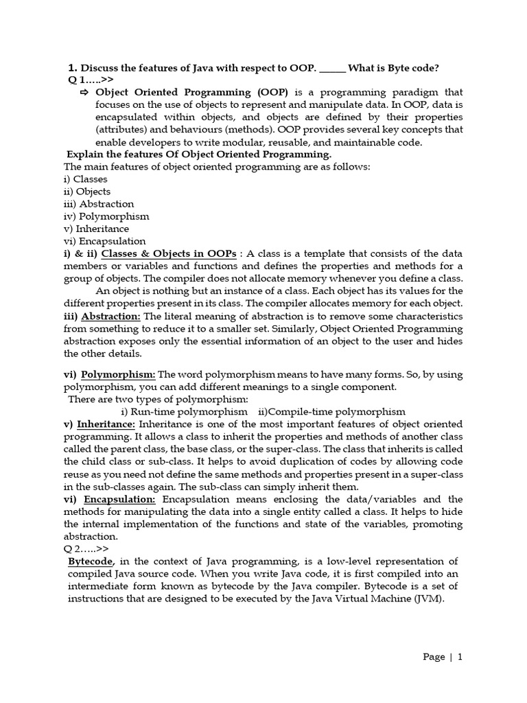 Oops Exam Pdf Inheritance Object Oriented Programming Method