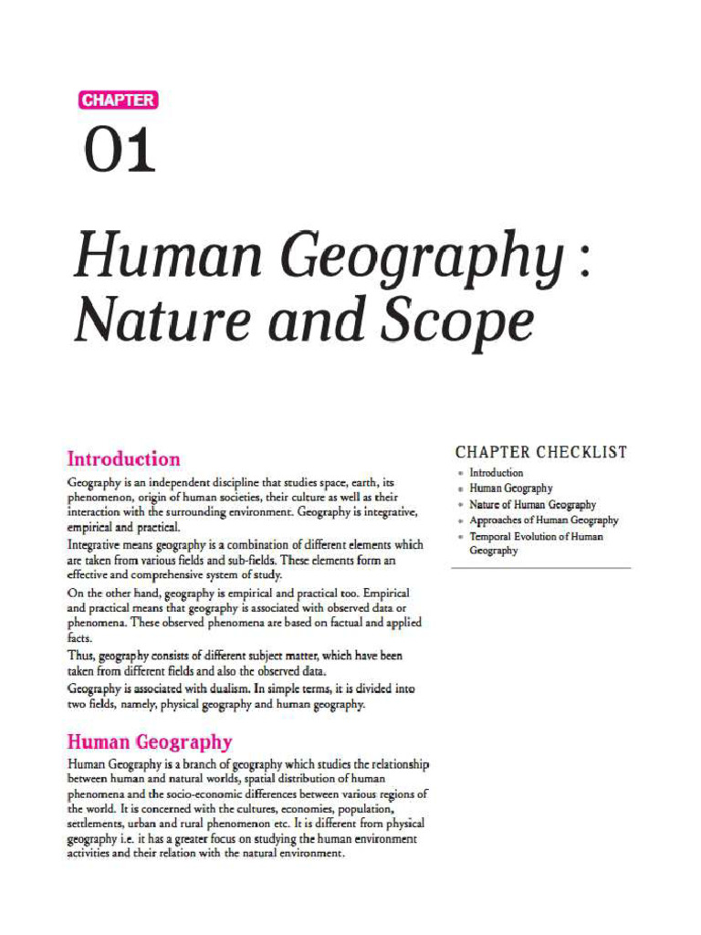 Human Geography - Nature and Scope | PDF