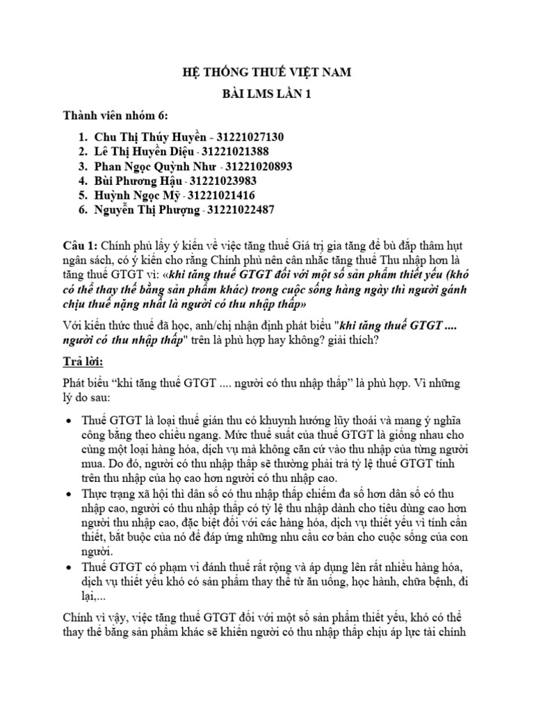 Httvn - Bài Lms Lần 1 - Nhóm 6 | PDF