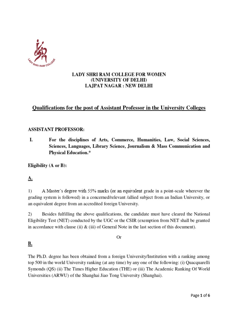 Assistant Professor Vacancies at LSR 2025 | PDF | Postgraduate ...