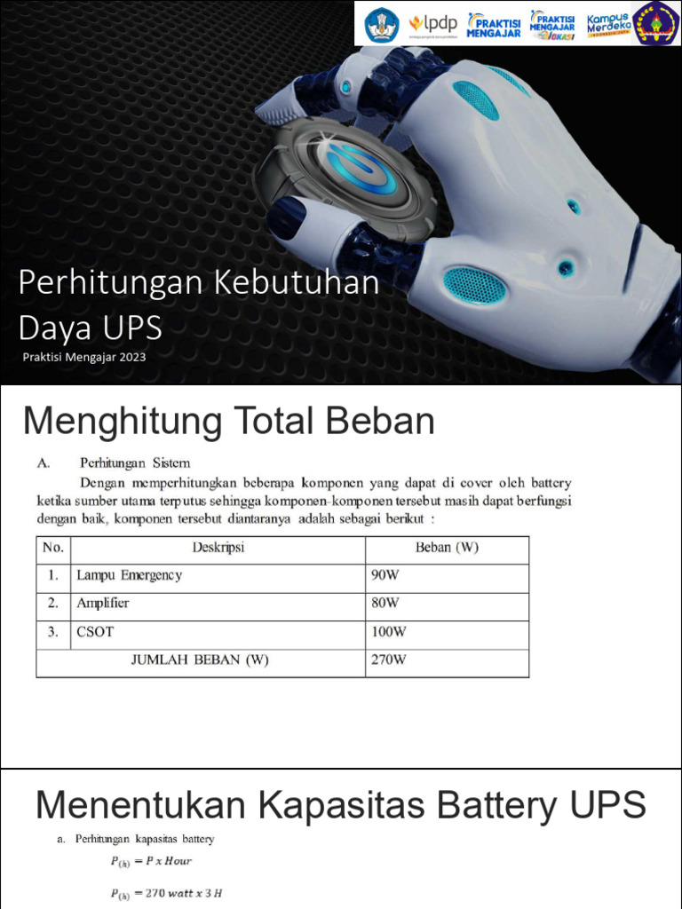 Perhitungan Kebutuhan Kapasitas Daya UPS | PDF