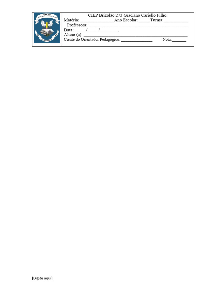 Folha Modelo de Prova | PDF