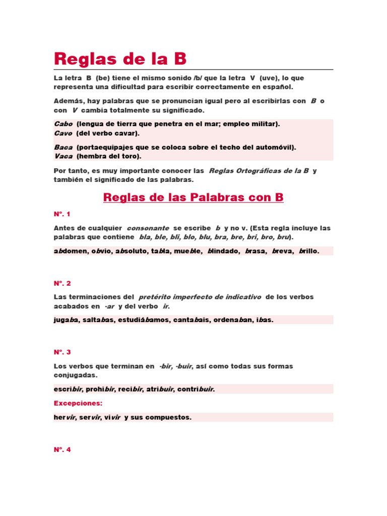 Reglas de La B y V | Descargar gratis PDF | Verbo | Lingüística