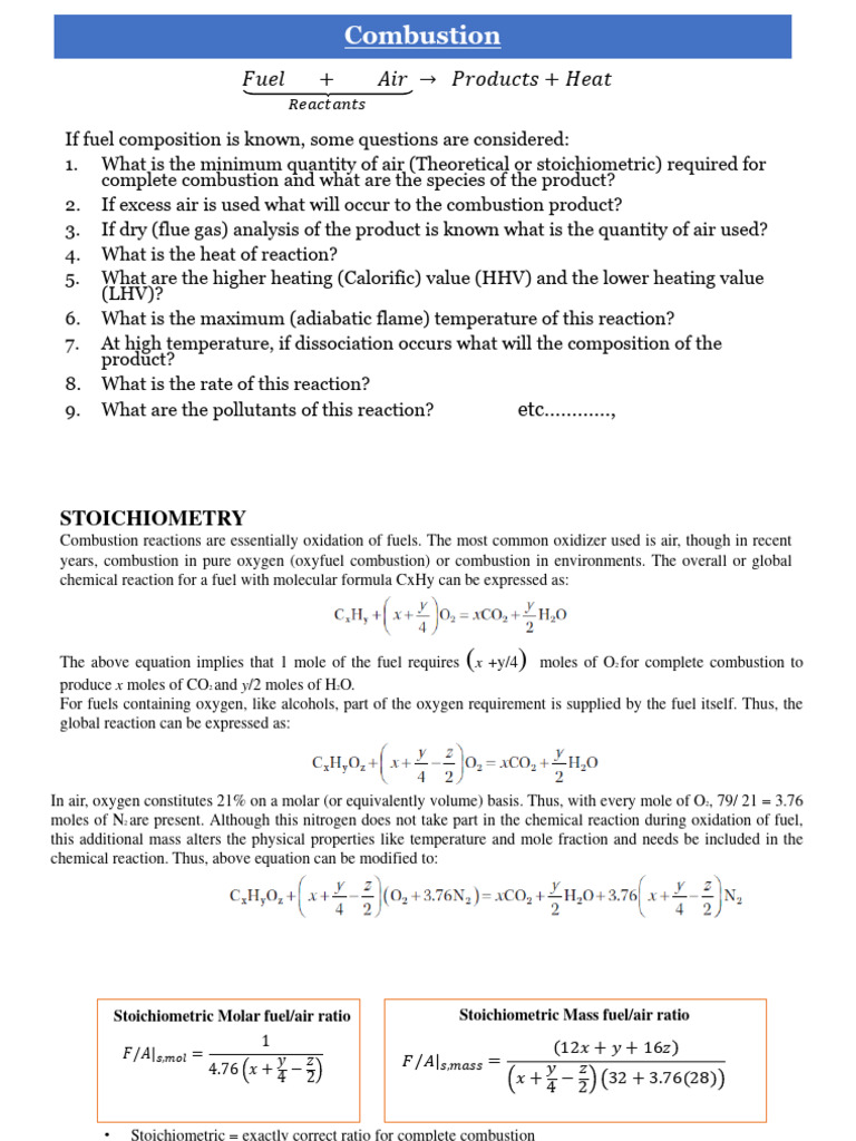 2 Combustion Chemistry | PDF | Combustion | Stoichiometry