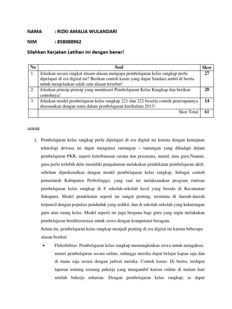 Latihan Uji Kompetensi 1 PKR | PDF