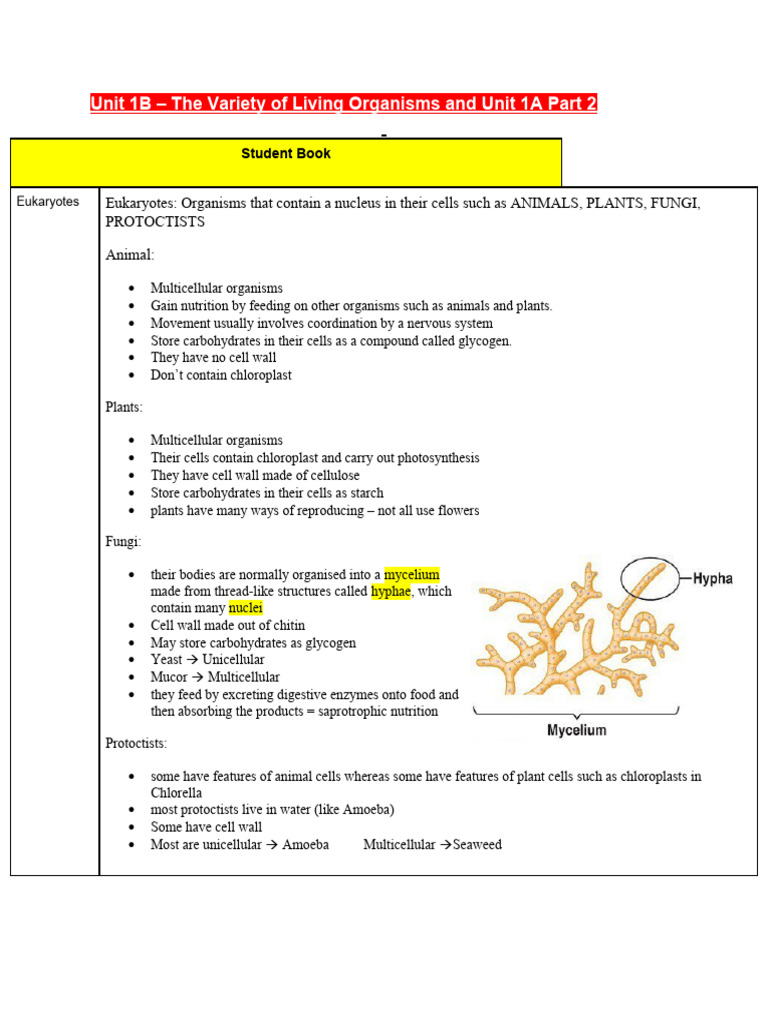 Edexcel IGCSE Unit 1B - The Variety of Living Organisms and Unit 1A Part 2 | PDF | Osmosis ...
