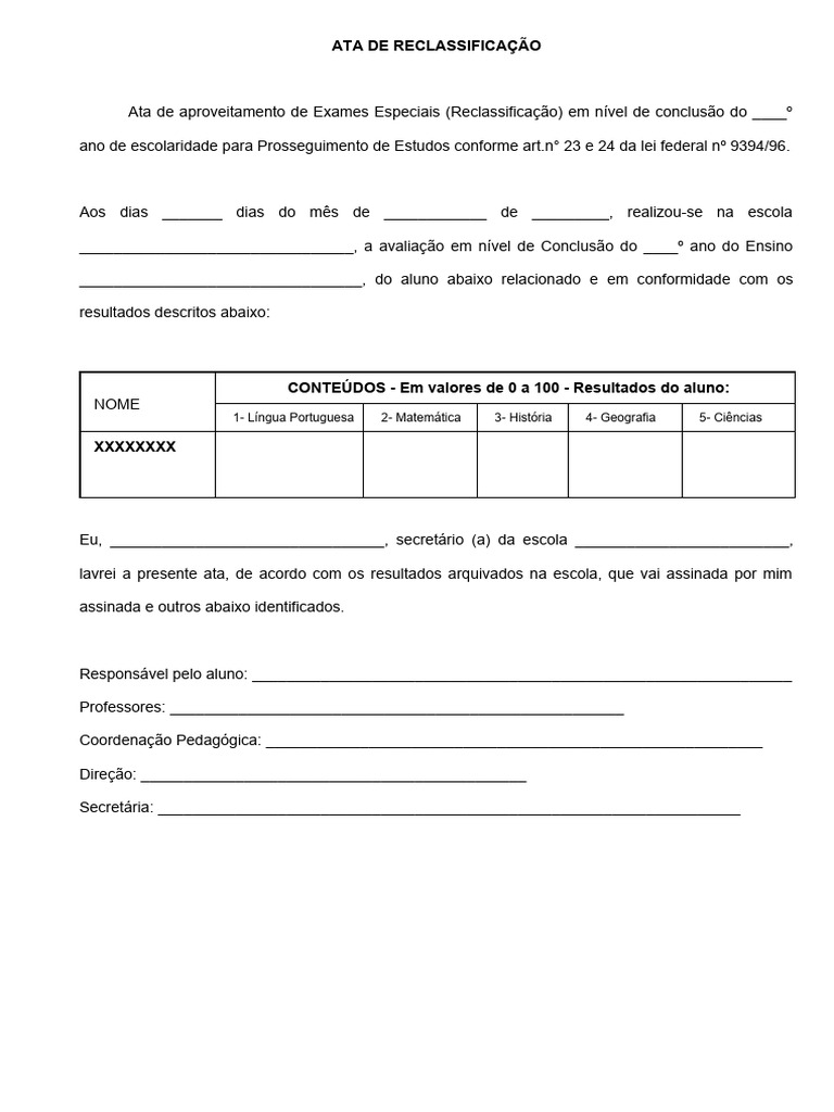 Ata - Classificação - Modelo | PDF