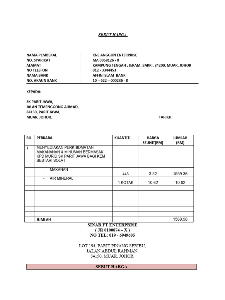 Sebut Harga MKN KBS 2023 | PDF