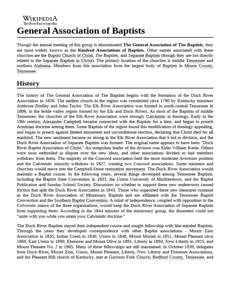 General Association of Baptists | Download Free PDF | Systematic ...