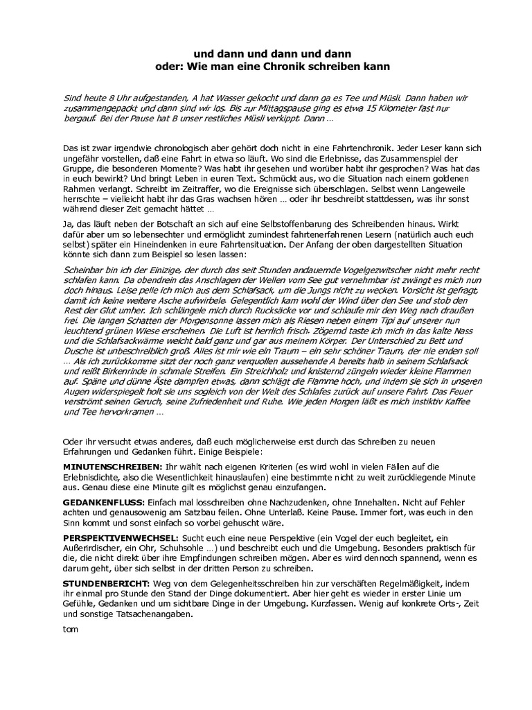 Chronik Schreiben | PDF