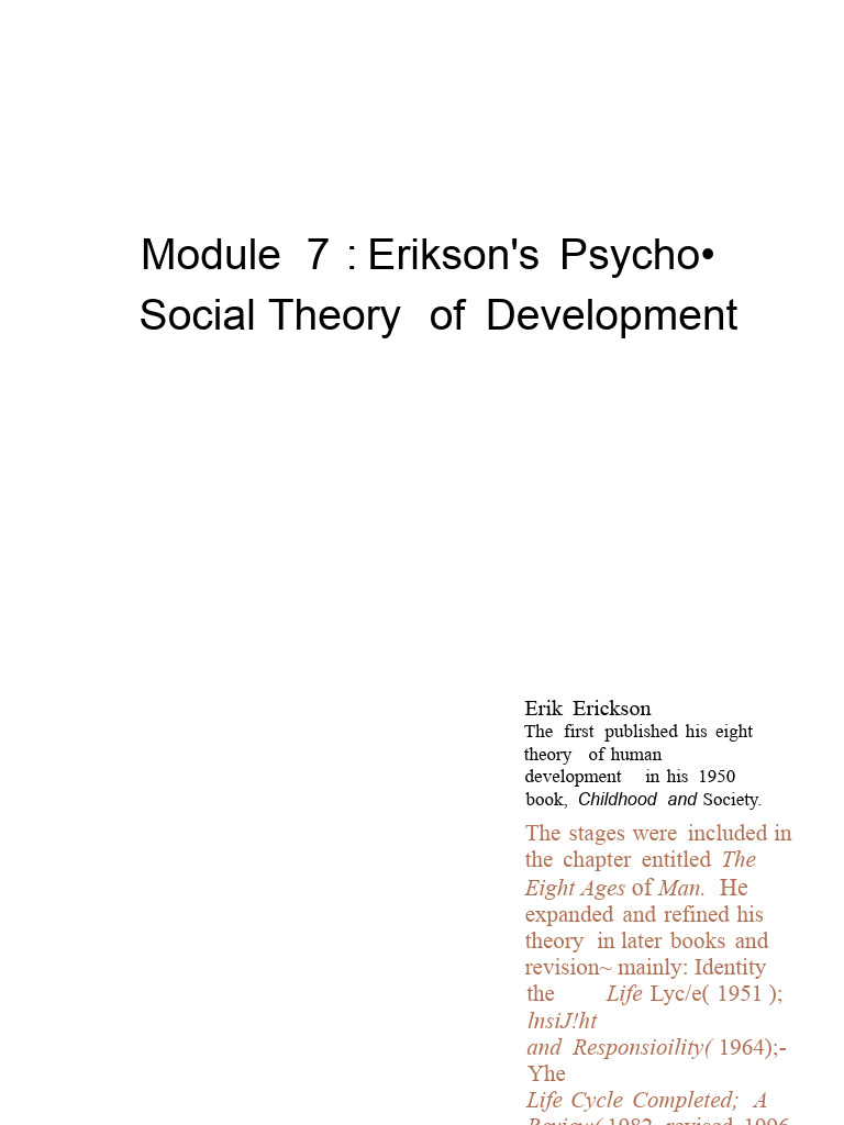 Eriksons Stages of Psychosocial Development | PDF | Psychology ...