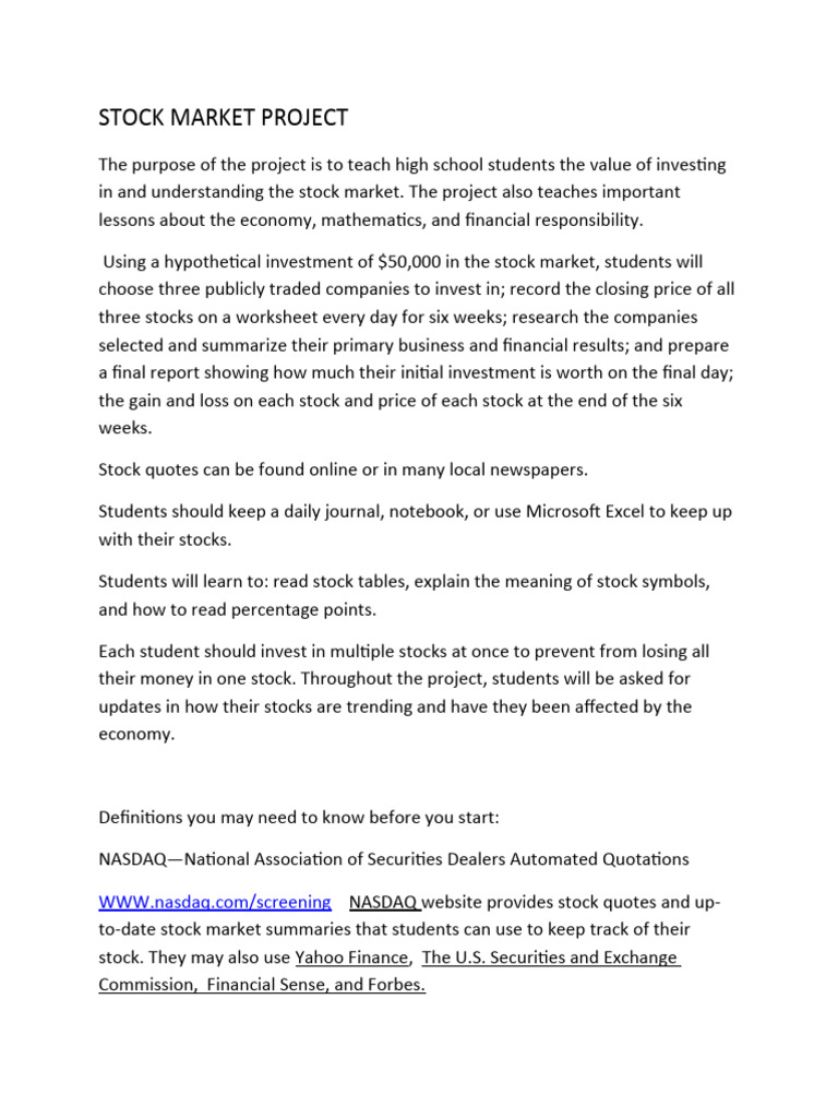 Stock Market Project | PDF | Stocks | Preferred Stock