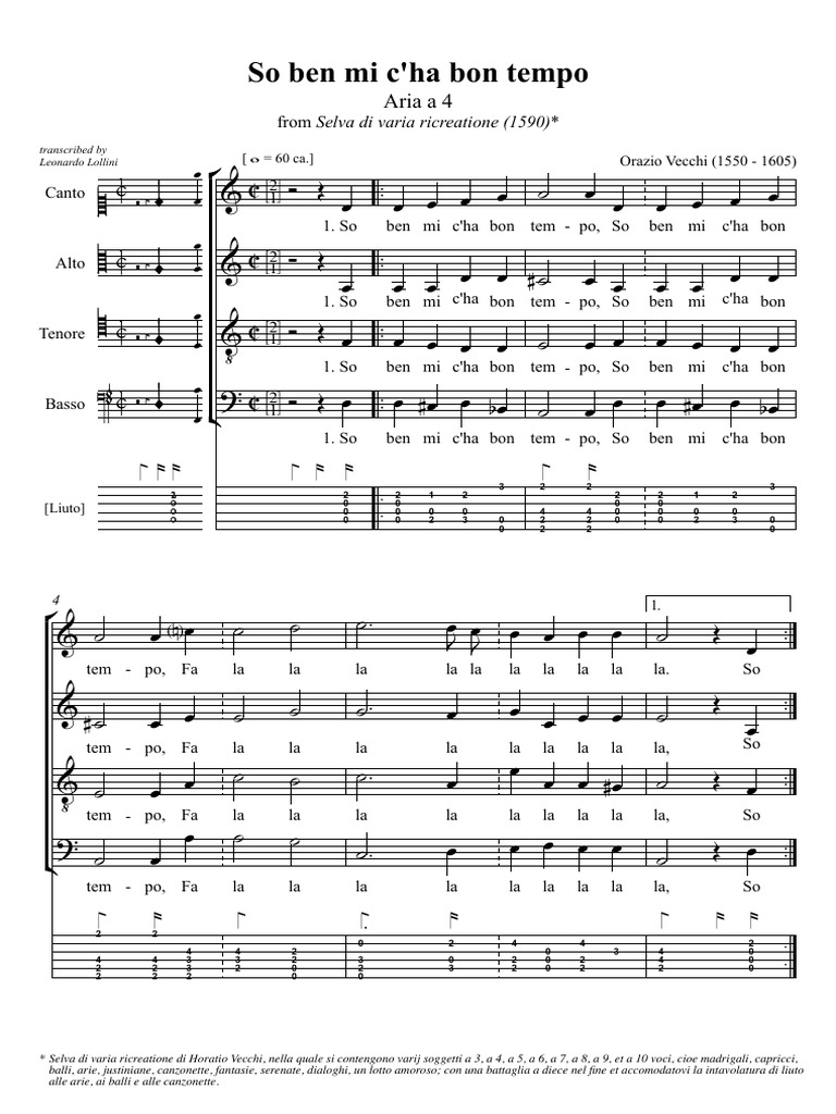 So ben mi c'ha bon tempo - O. Vecchi | PDF | Échecs | Théorie (échecs)