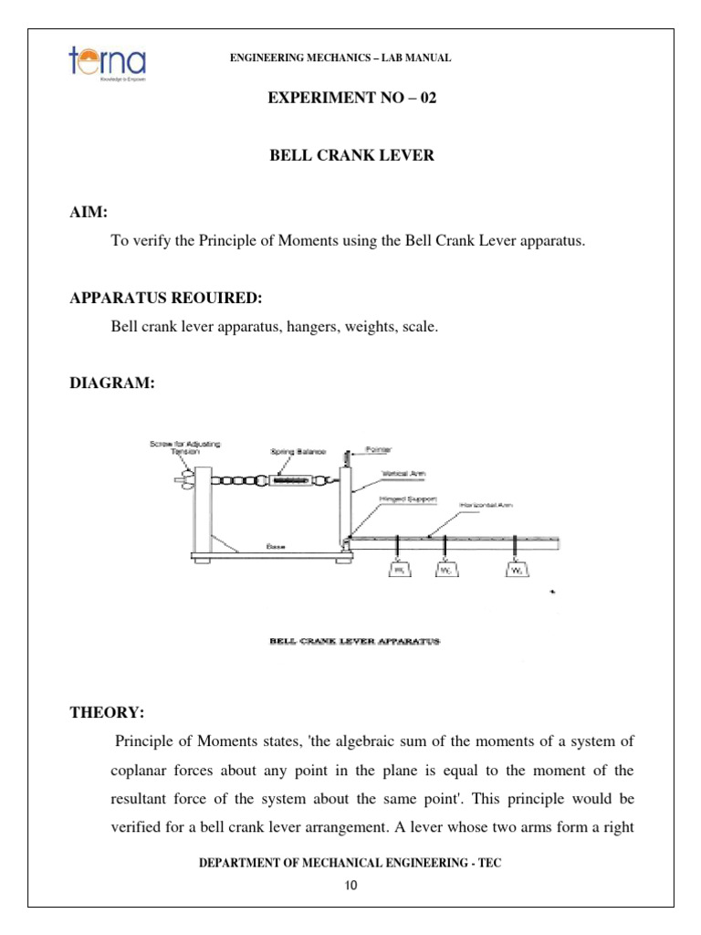 Bell Crank Lever Experiment Guide | PDF | Lever | Machines
