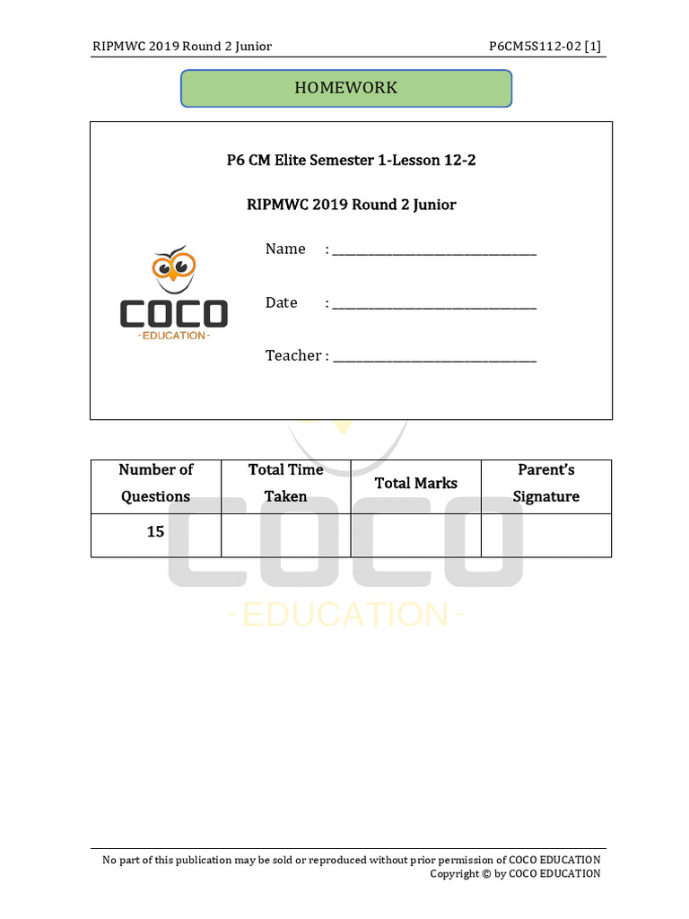 RIPMWC 2019 Round 2 Junior | PDF | Area | Arithmetic