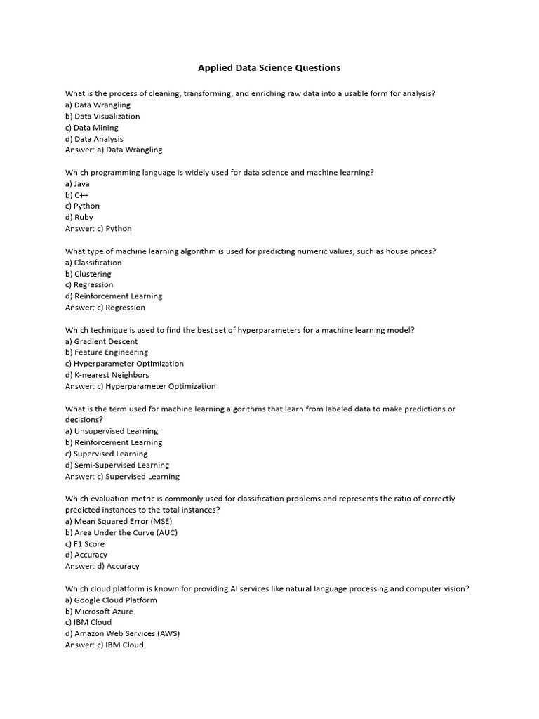 Applied Data Science Questions | PDF | Machine Learning | Cluster Analysis