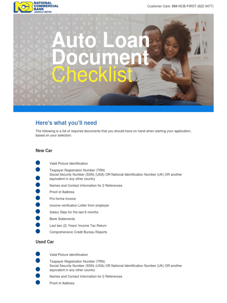Car Loan Document Checklist | PDF | Finance & Money Management