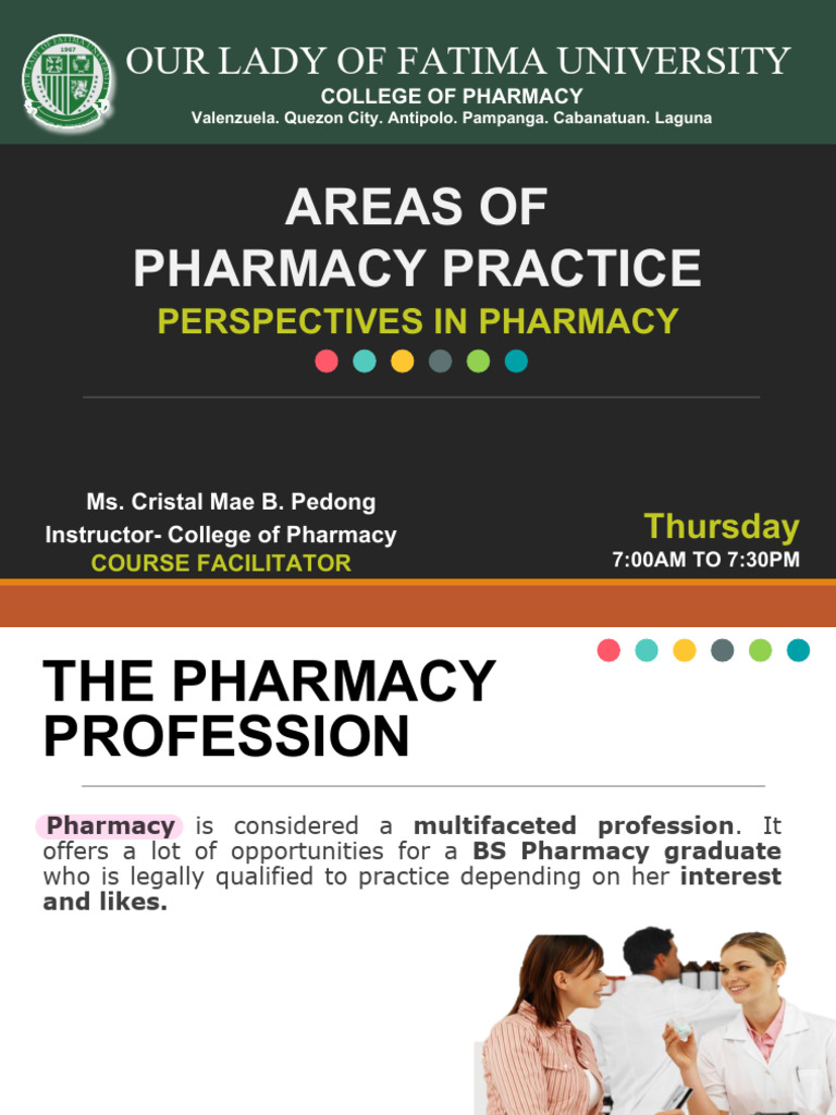 Pharmacy Practice Areas Overview | PDF | Pharmacy | Pharmacist