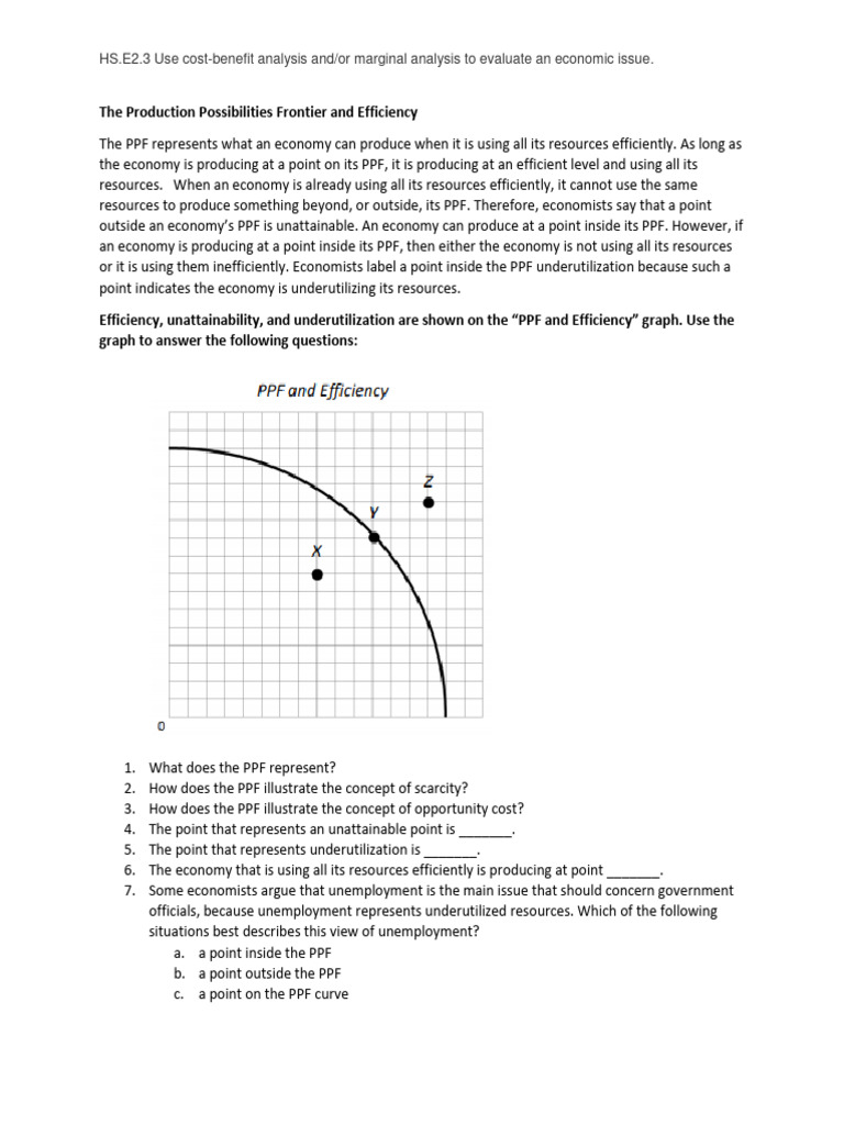 The Production Possibilities Frontier and Efficiency | PDF | Economics ...