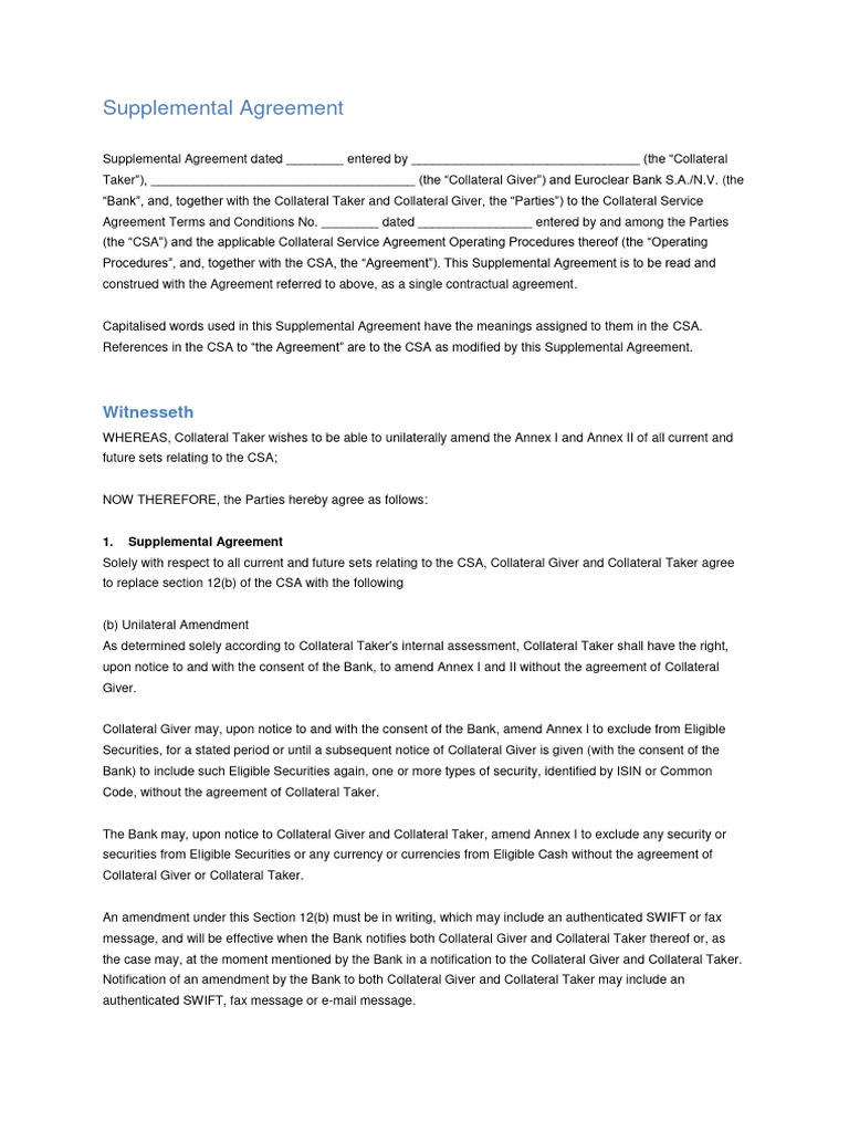 Supplemental Agreement | PDF | Justice | Crime & Violence