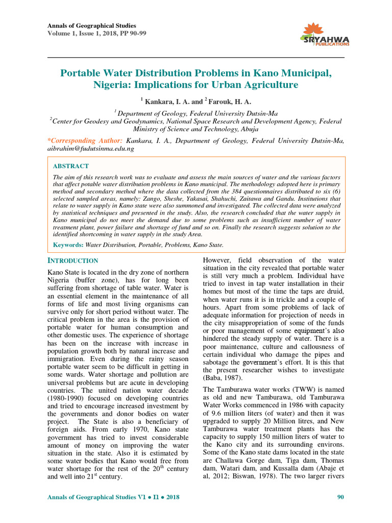 Water Distribution Challenges in Kano | PDF | Sampling (Statistics) | Water