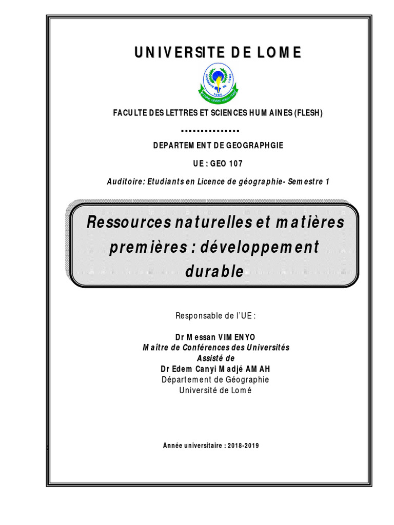 Ressources naturelles et développement durable | PDF | Gaz naturel ...