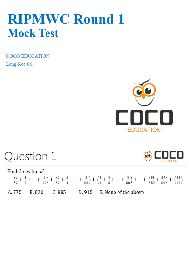 RIPMWC Round 1 Mock Solution | PDF