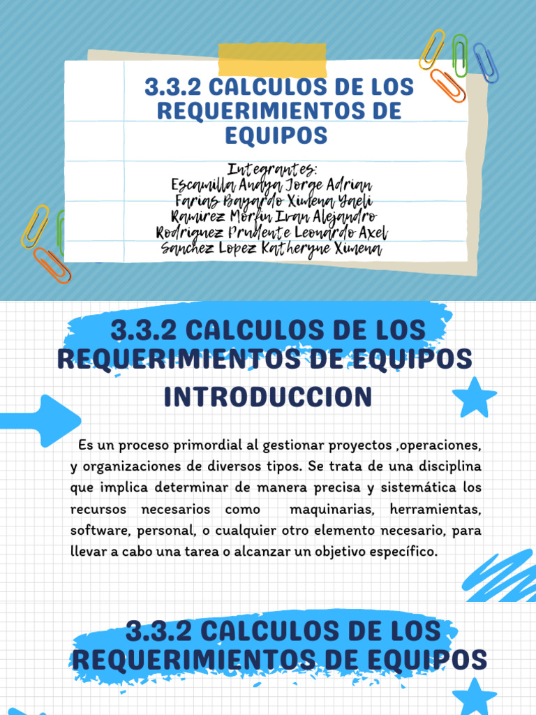 3.3.2 Calculos de Los - Requerimientos de - Equipos | PDF | Informática