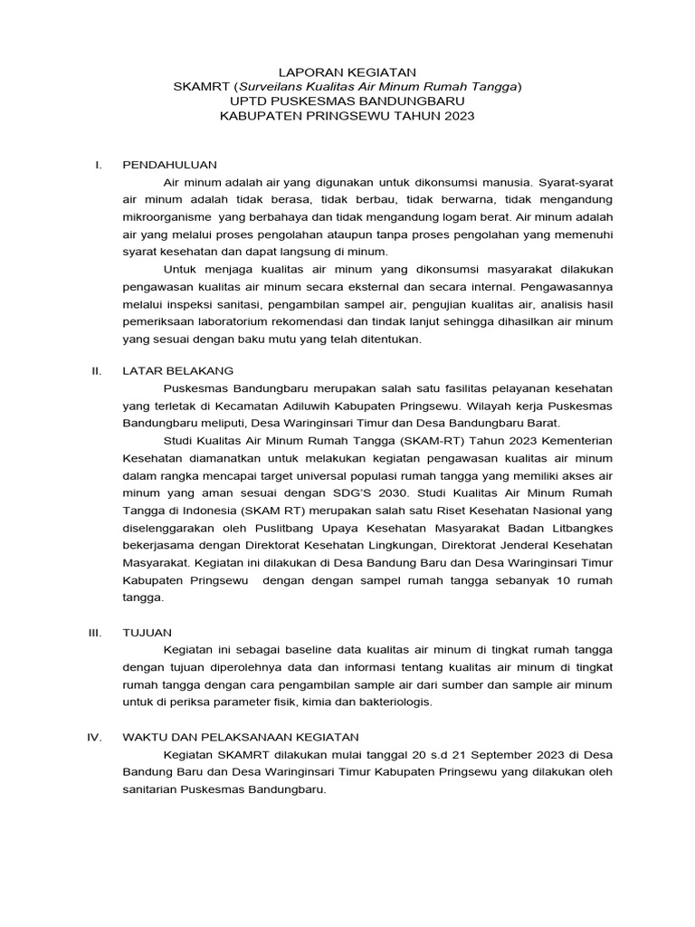 Laporan SKAMRT Kualitas Air 2023 | PDF | Griya & Taman | Sains & Matematika