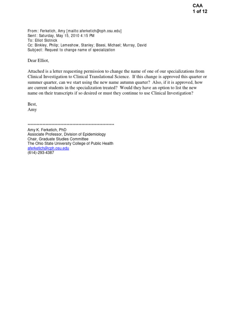 Petition To Change Specialization Name | PDF | Science