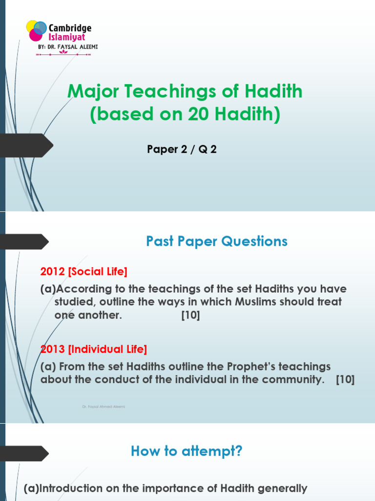 Major Teachings of Hadith (Based On 20 | PDF | Politics