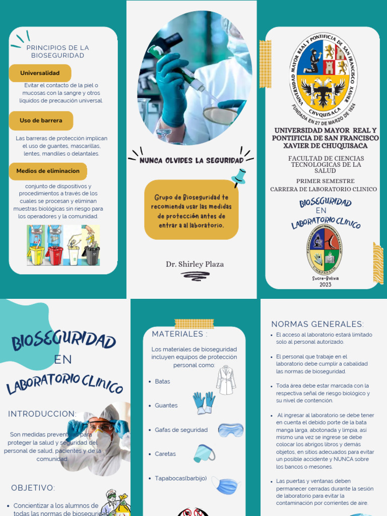 Triptico. Bioseguridad en Laboratorio Clinico | PDF | Laboratorios | La seguridad