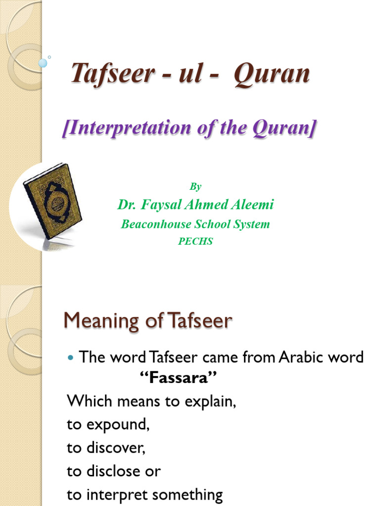 Understanding Tafseer of the Quran | PDF | Quran | Islam