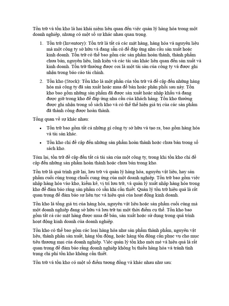 T N TR Và T N Kho | PDF