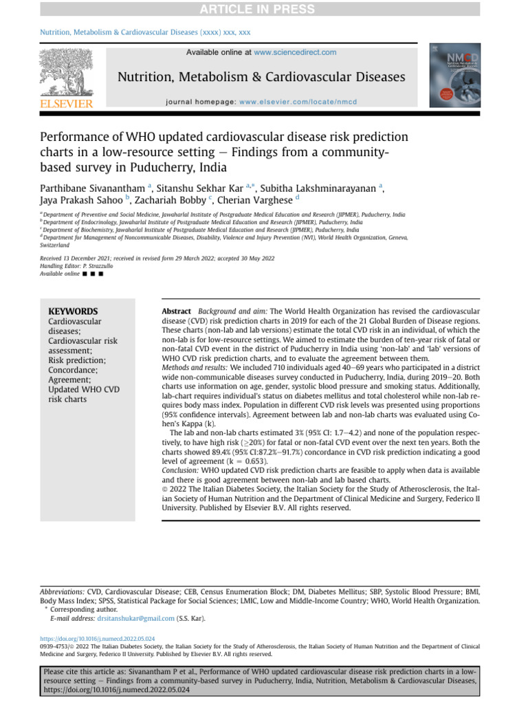 CVD Risk Estimation | PDF | Cardiovascular Diseases | Non Communicable ...