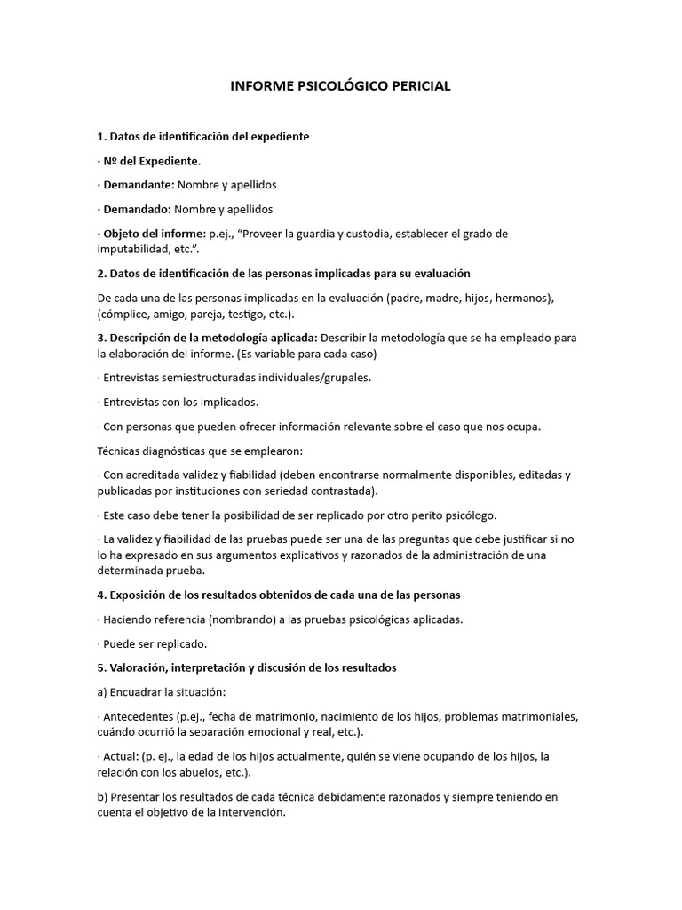 INFORME PSICOLÓGICO PERICIAL (Editado) | PDF
