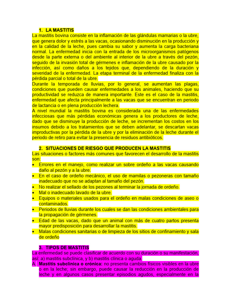 La Mastitis | PDF | Vacas | Leche
