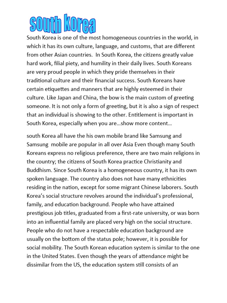 South Korea Is One of The Most Homogeneous Countries in The World ...