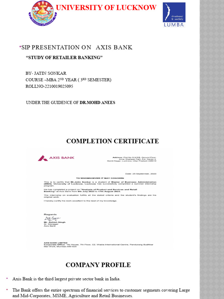 Sip Presentation On Axis BNK Jatin | PDF | Business Economics ...